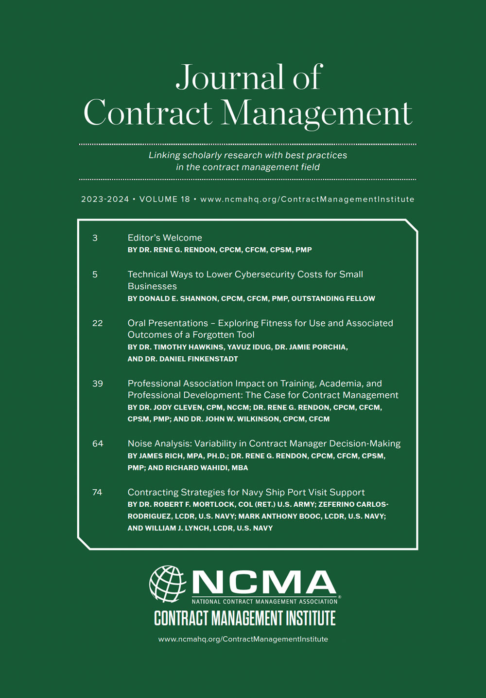 Advancing Research in the Profession Through the Journal of Contract ...